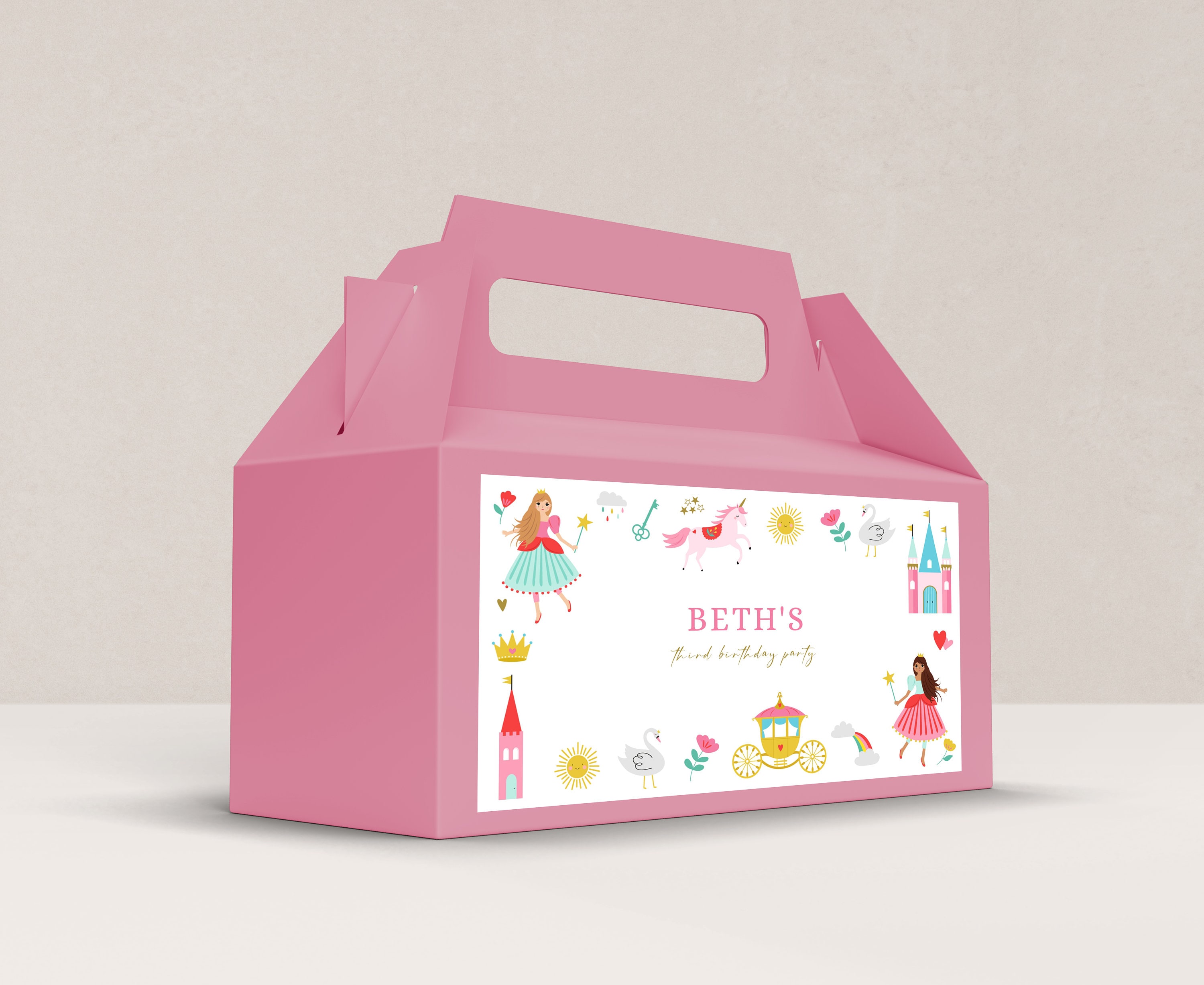Editable Princess Birthday Gift Box Label, Printable (instant Download ...