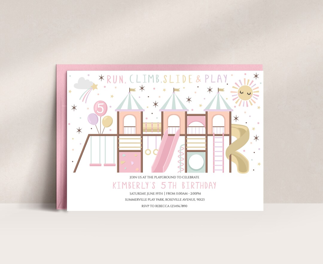 Park Party Invitation, Playground Birthday Invitation, Park Birthday ...