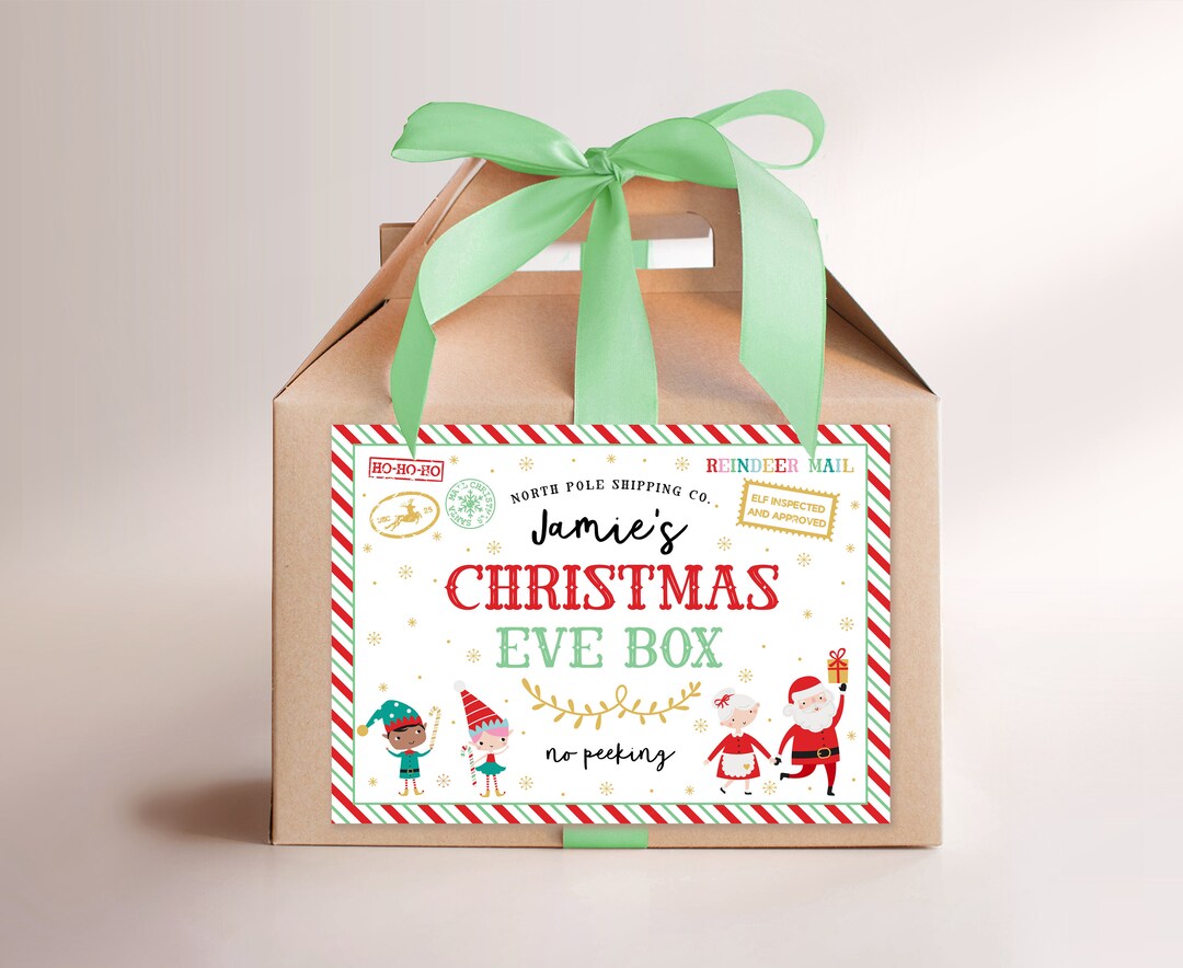 Editable Christmas Eve Box Label, Christmas Eve Box Sticker, Night ...