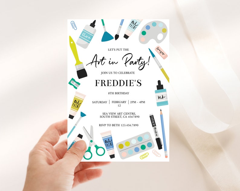 Painting Party Invite Art Birthday Party Invitation Painting - Etsy