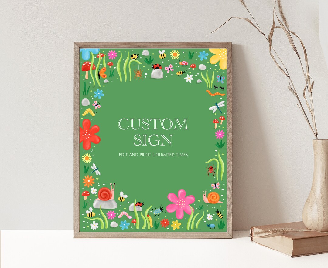 Editable Insect Birthday Party Sign, Nature Bug Decor (digital Download ...