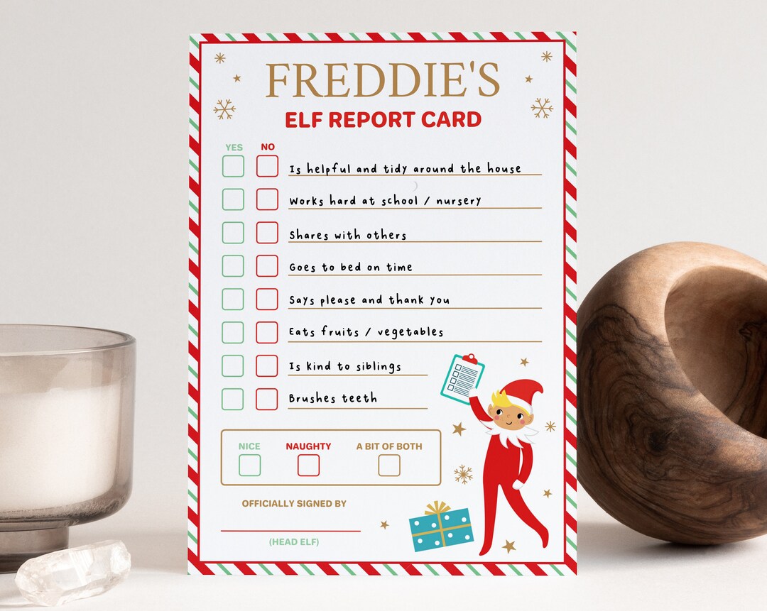 Editable Elf Report Card Report Card Template Christmas Elf - Etsy UK