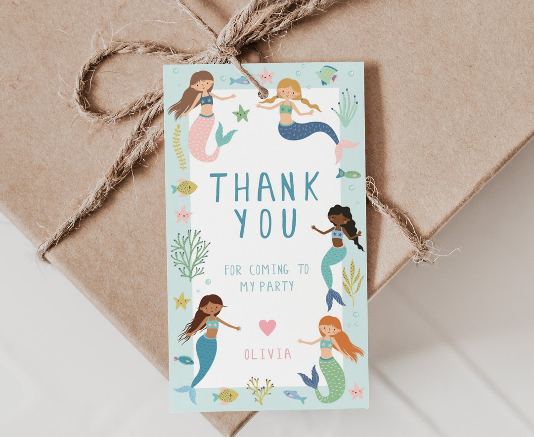 Editable Mermaid Birthday Favor Tags, Under the Sea Party (printable ...