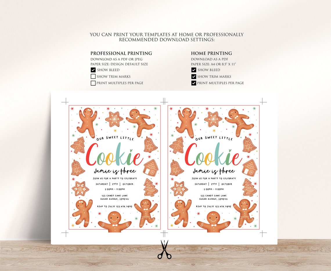 Editable Gingerbread Birthday Invitation Cookie Decorating - Etsy