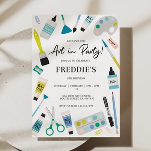 Painting Party Invite, Art Birthday Party Invitation, Painting Birthday ...