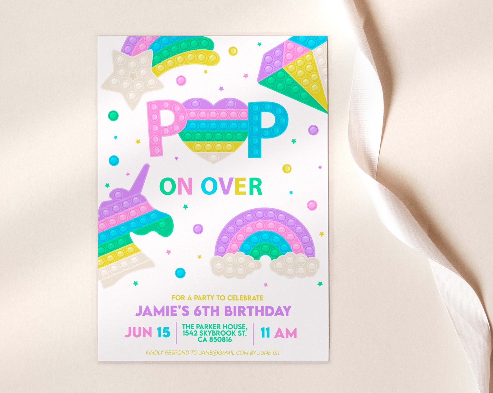 Pop It Birthday Party Invitation Editable Pop It Birthday - Etsy