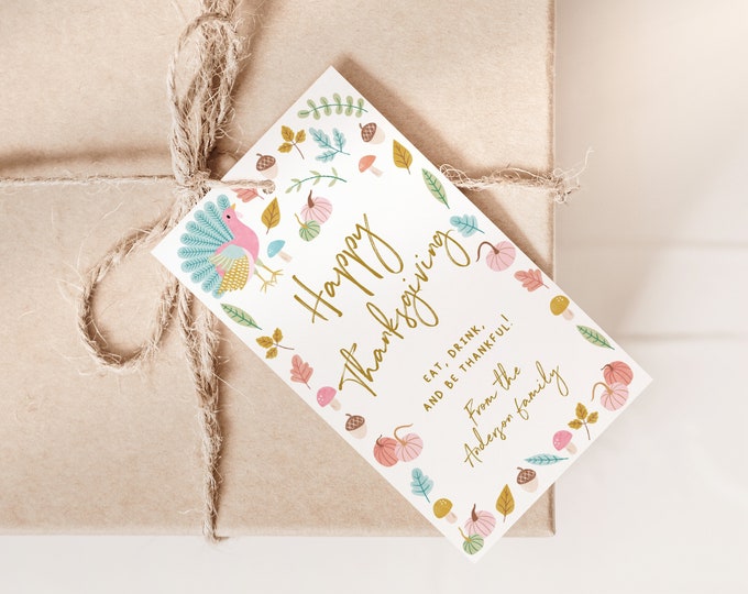 THANKSGIVING Printable Gift Tags, Editable Personalized Favor Tags ...