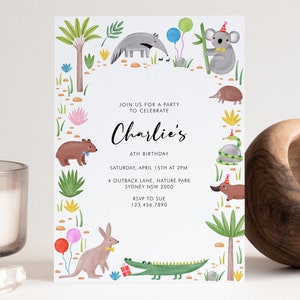 Australian Animals Birthday Invitation, Australian Outback Party ...