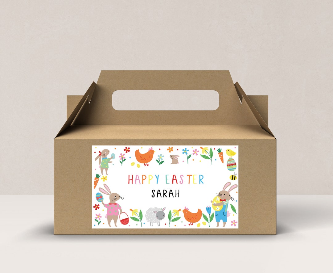 Editable Easter Gable Gift Box Label, Easter Egg Hunt Box Sticker ...