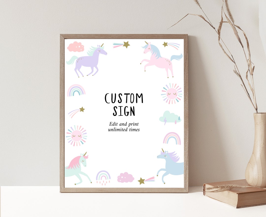 Magical Unicorn Birthday Sign Unicorn Party Favor Sign Unicorn Party ...