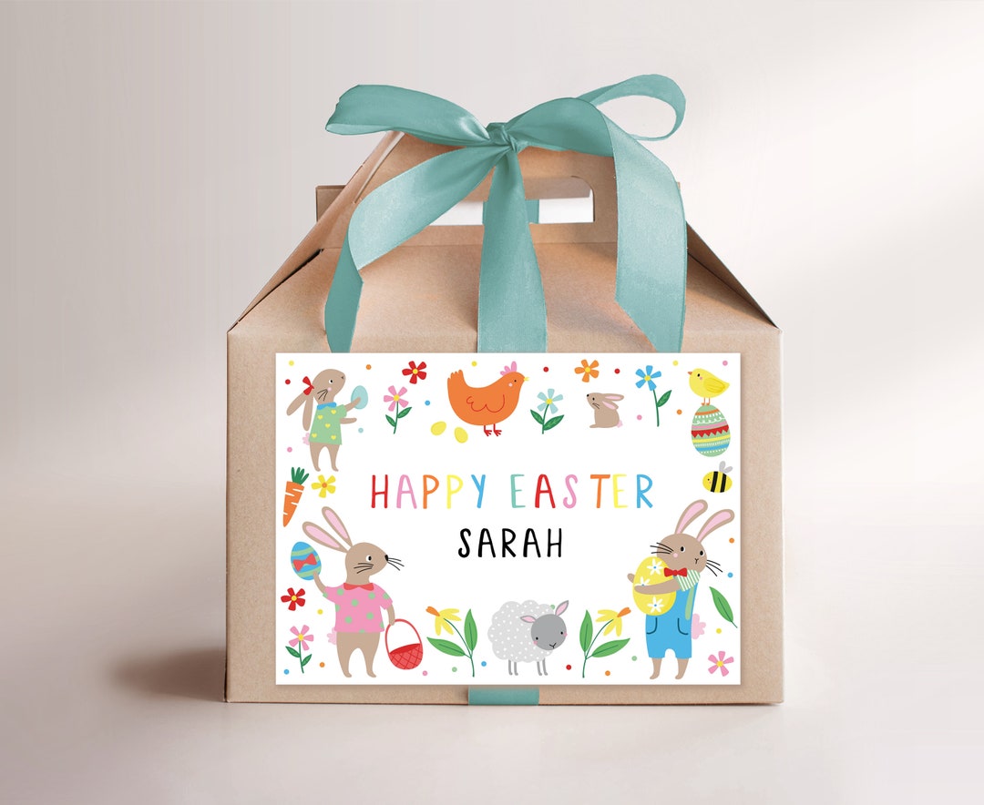 Editable Easter Gable Gift Box Label Easter Egg Hunt Box - Etsy