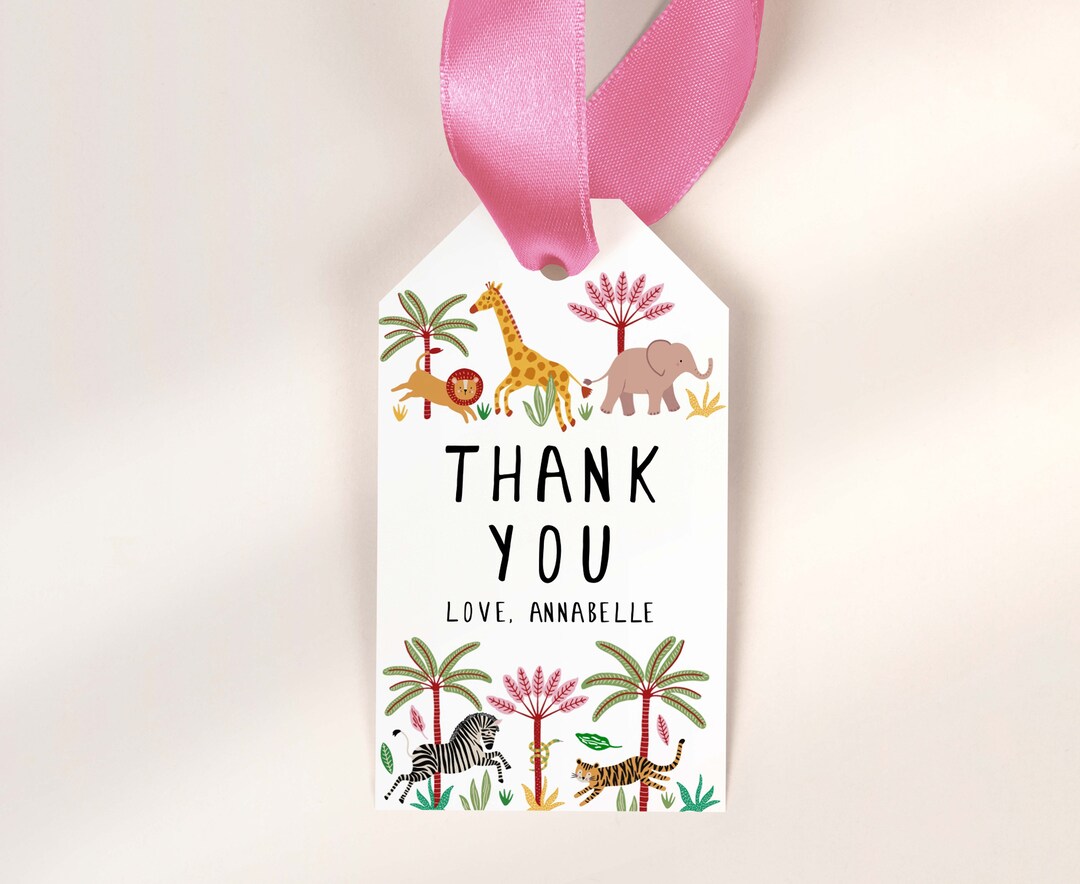 Editable Jungle Favor Tags Jungle Thank You Tags Custom - Etsy