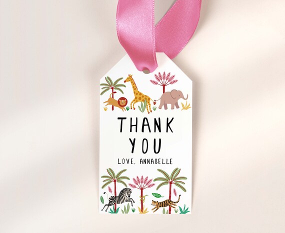 Editable Jungle Favor Tags Jungle Thank You Tags Custom | Etsy