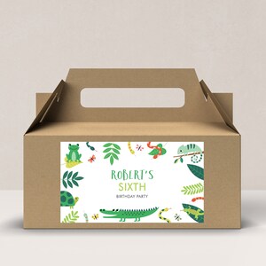 Editable Reptile Gable Gift Box Label, Reptile Birthday Treat Box Label ...