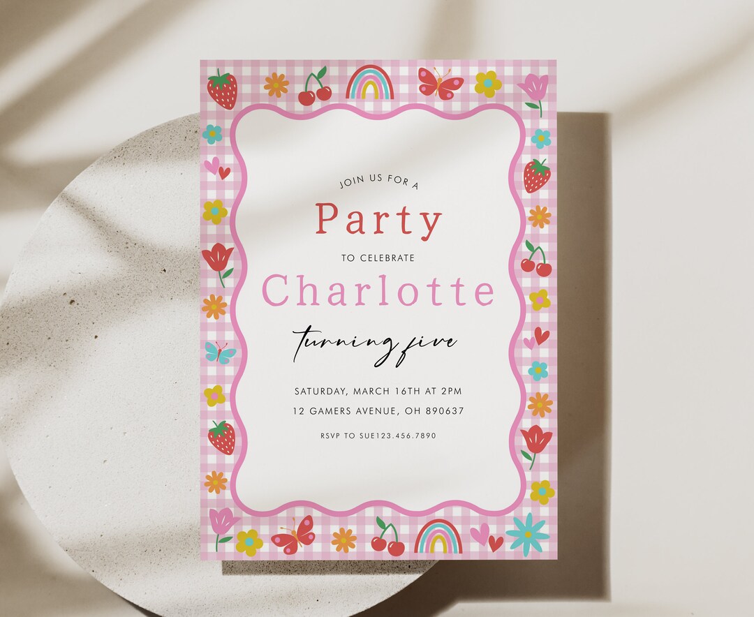 Spring Birthday Invitation, Spring Cottage Invitation, Rainbow ...