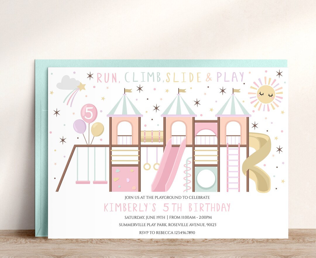 Park Party Invitation Playground Birthday Invitation Park - Etsy