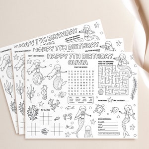 Mermaid Activity Placemat, Mermaid Coloring Page, Printable Mermaid ...