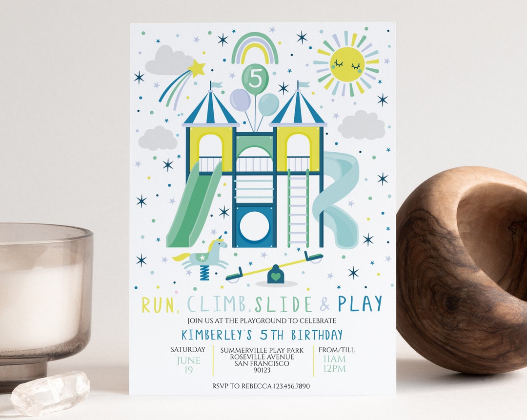 Park Party Invitation Playground Birthday Invitation Park - Etsy