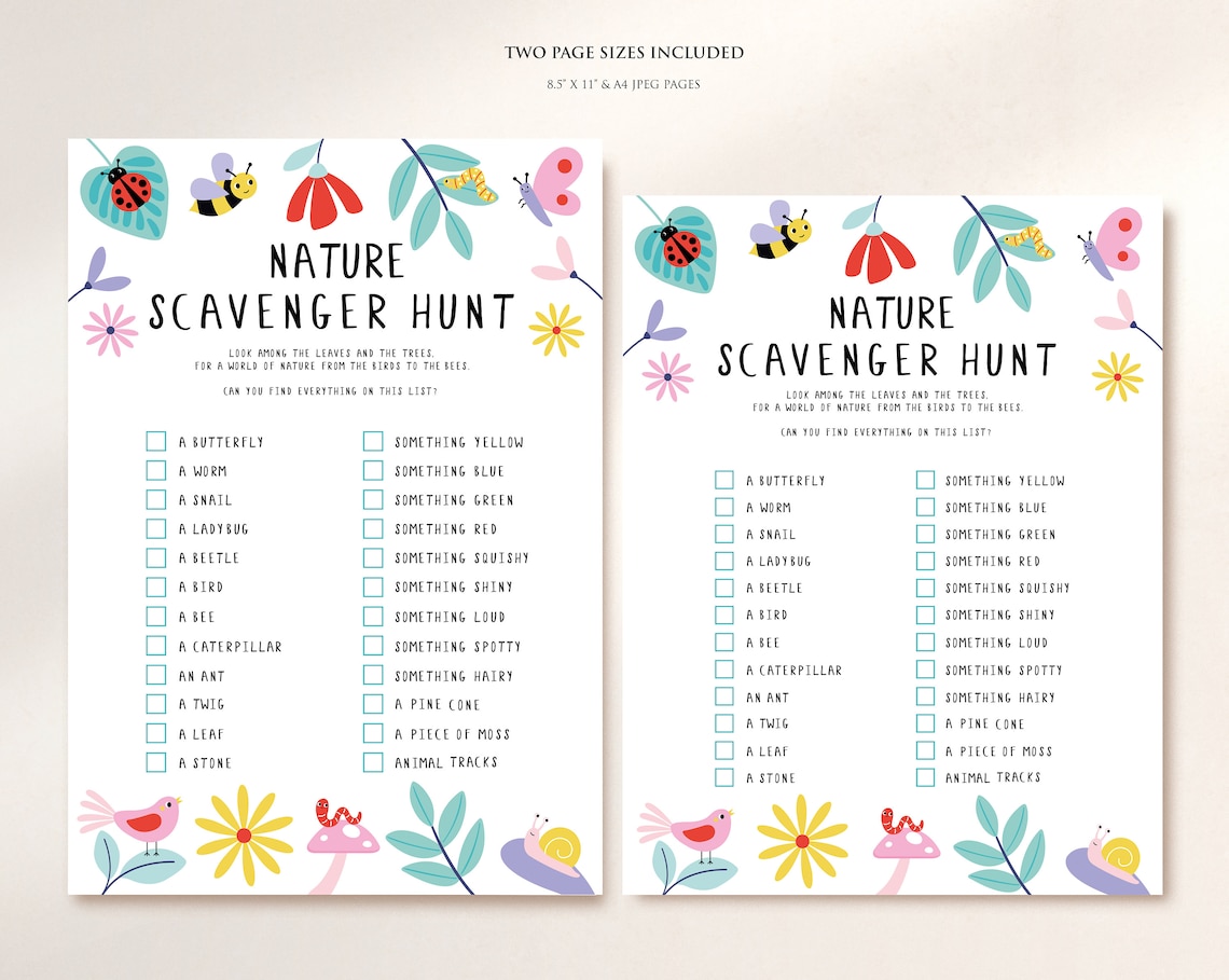 Nature Scavenger Hunt Outdoor Learning Activity Outdoor - Etsy