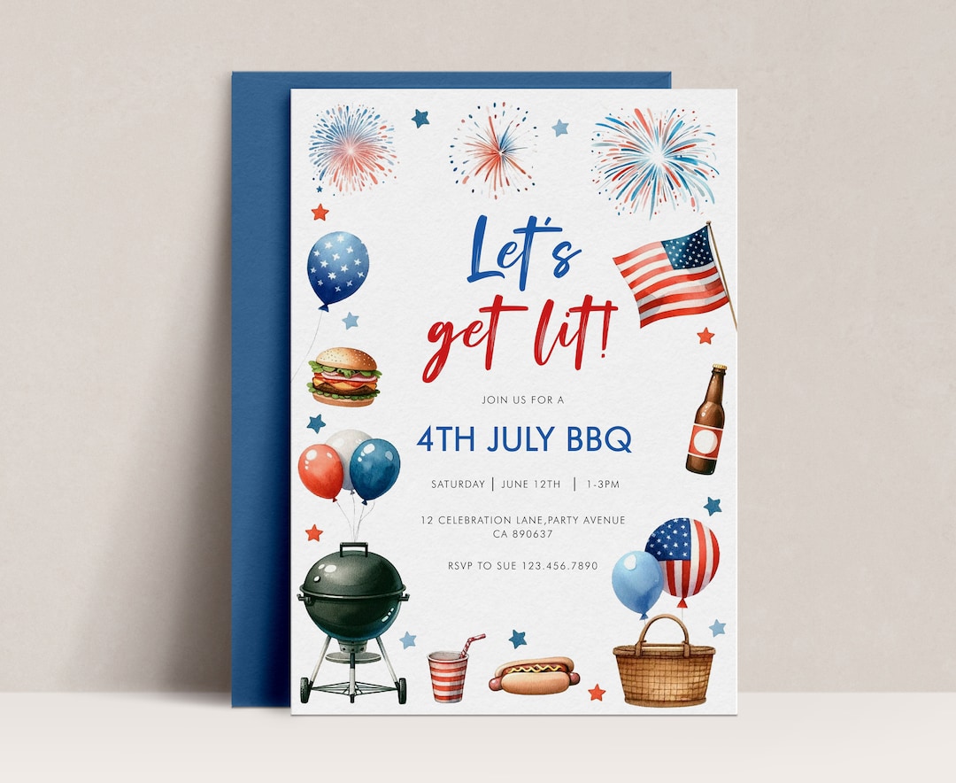 Editable 4th of July BBQ Party Invitation, BBQ Party Invite, 4th of ...