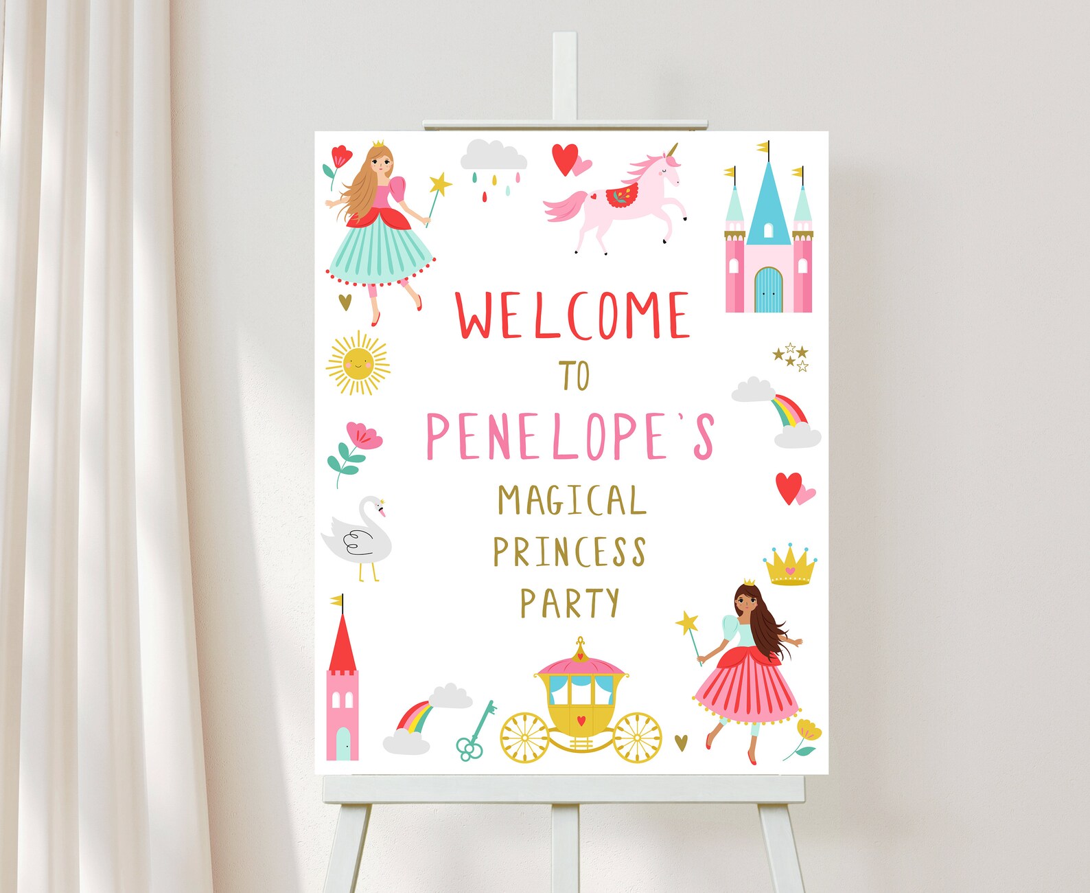 Princess Welcome Sign Editable Princess Birthday Sign | Etsy