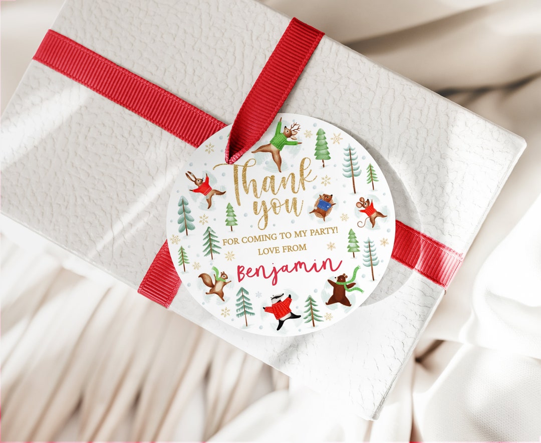 Editable Christmas Winter Wonderland Favor Tags, Holiday Gift Tags ...