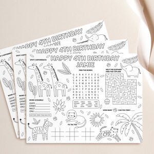 Jungle Activity Placemat, Jungle Coloring Page, Printable Jungle Party ...