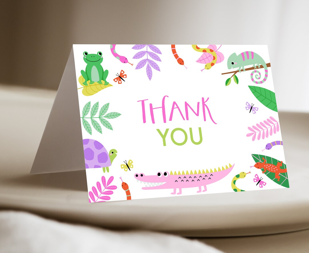 Reptile Thank You Card, Printable Thank You, Thank You Template ...