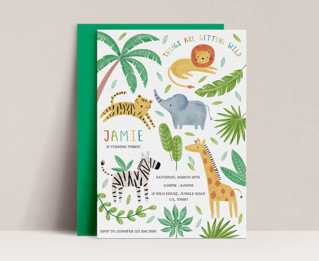 Jungle Birthday Invitation Jungle Party Invite Safari Party Invitation ...