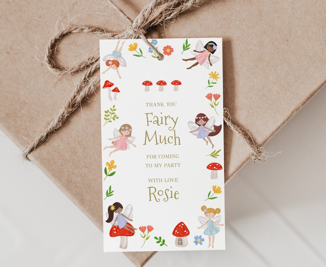 Editable Fairy Favor Tag Birthday Favor Tags Whimsical Fairy Thank You ...