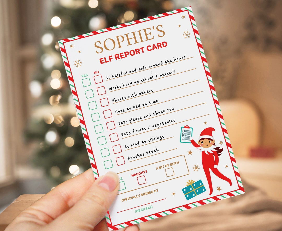 Editable Elf Report Card Report Card Template Christmas Elf - Etsy Canada