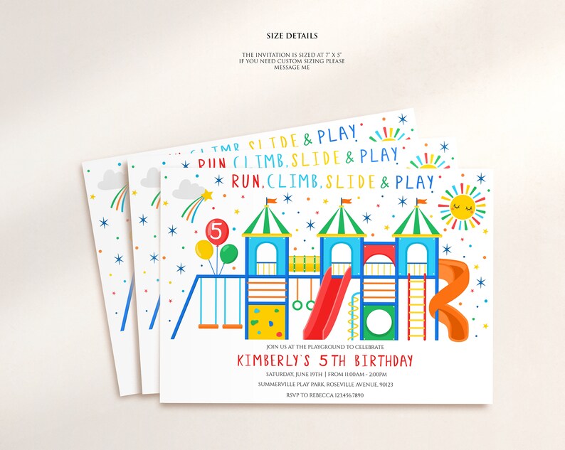Park Party Invitation Playground Birthday Invitation Park - Etsy