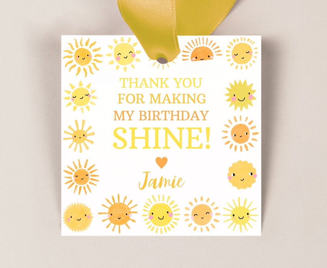 Sunshine Gift Tag Sunshine Favor Tags Sunshine Party Label - Etsy