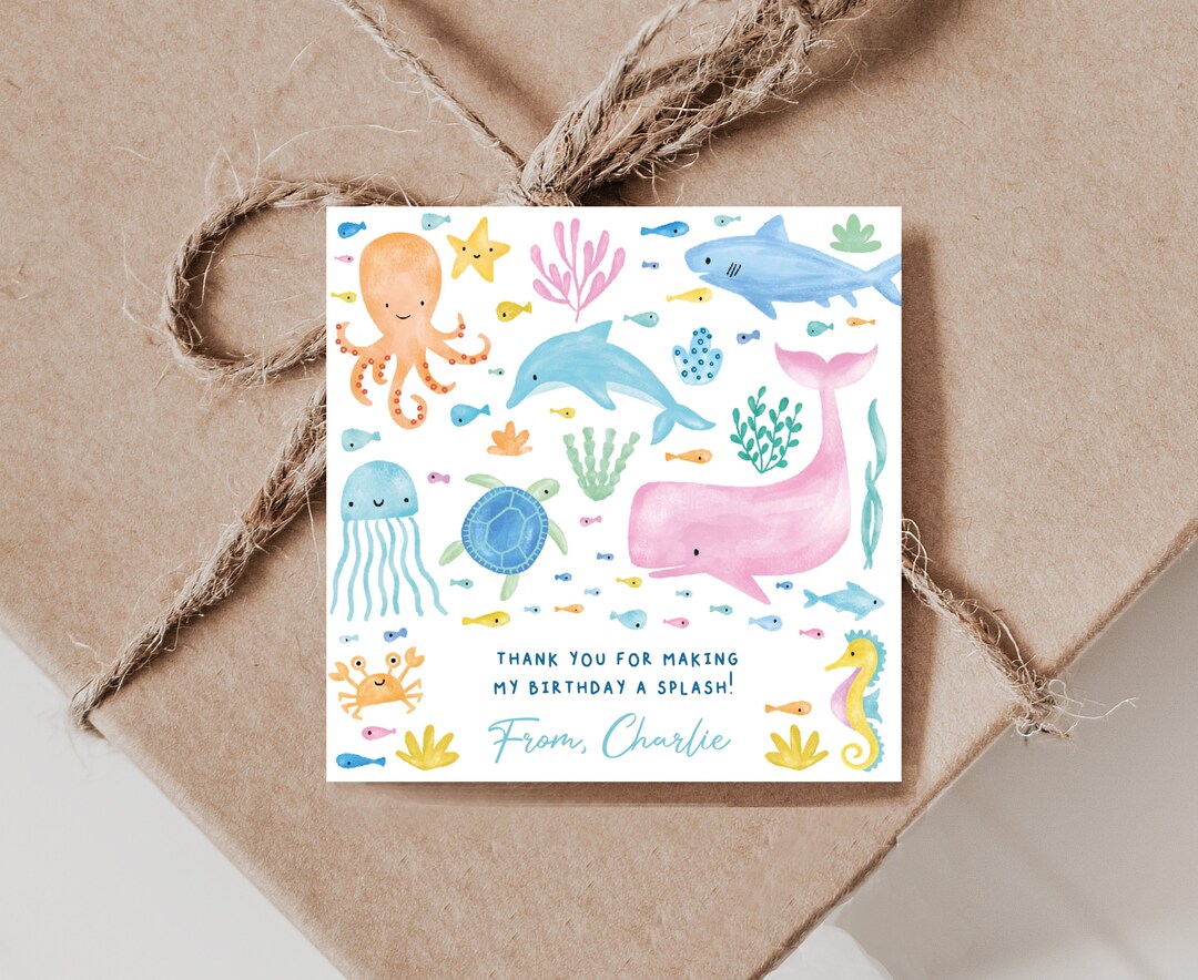 Editable Under the Sea Favor Tags, Sea Animal Birthday (digital ...