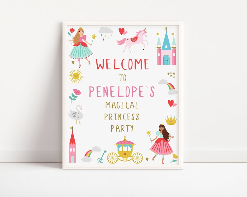 Princess Welcome Sign Editable Princess Birthday Sign | Etsy