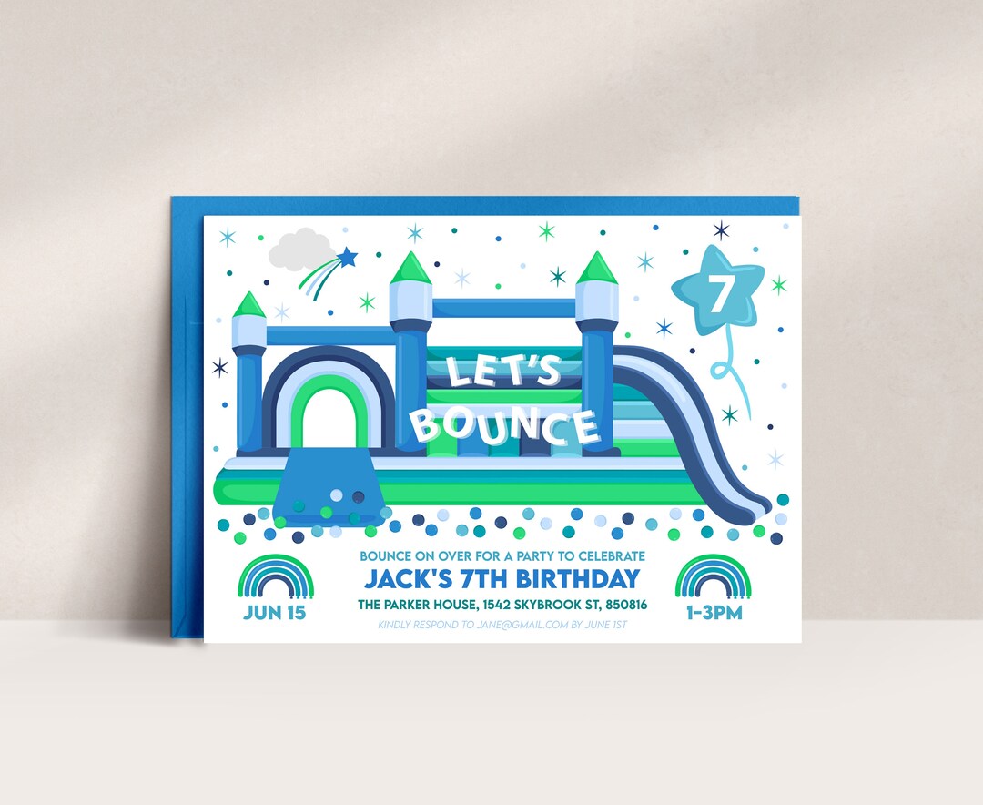Bouncy Castle Birthday Invitation, Soft Play Invitation, Bounce House ...