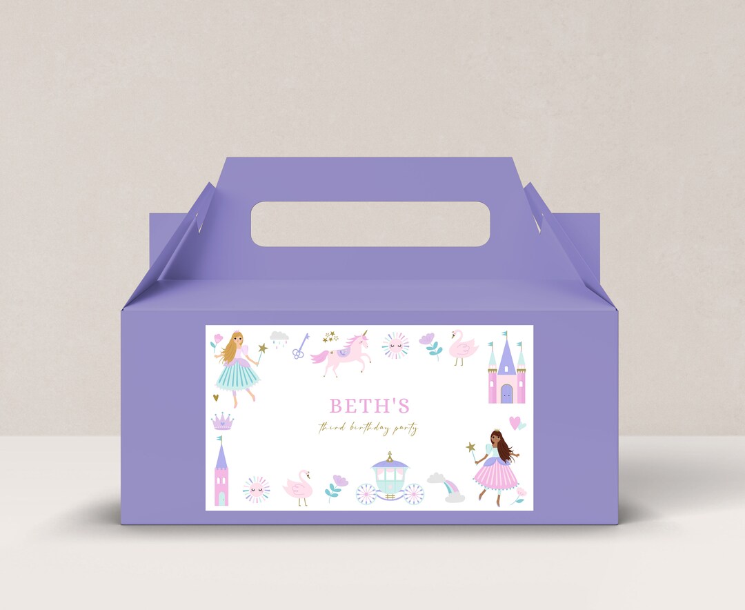 Editable Princess Birthday Gift Box Label (digital Download) - Etsy