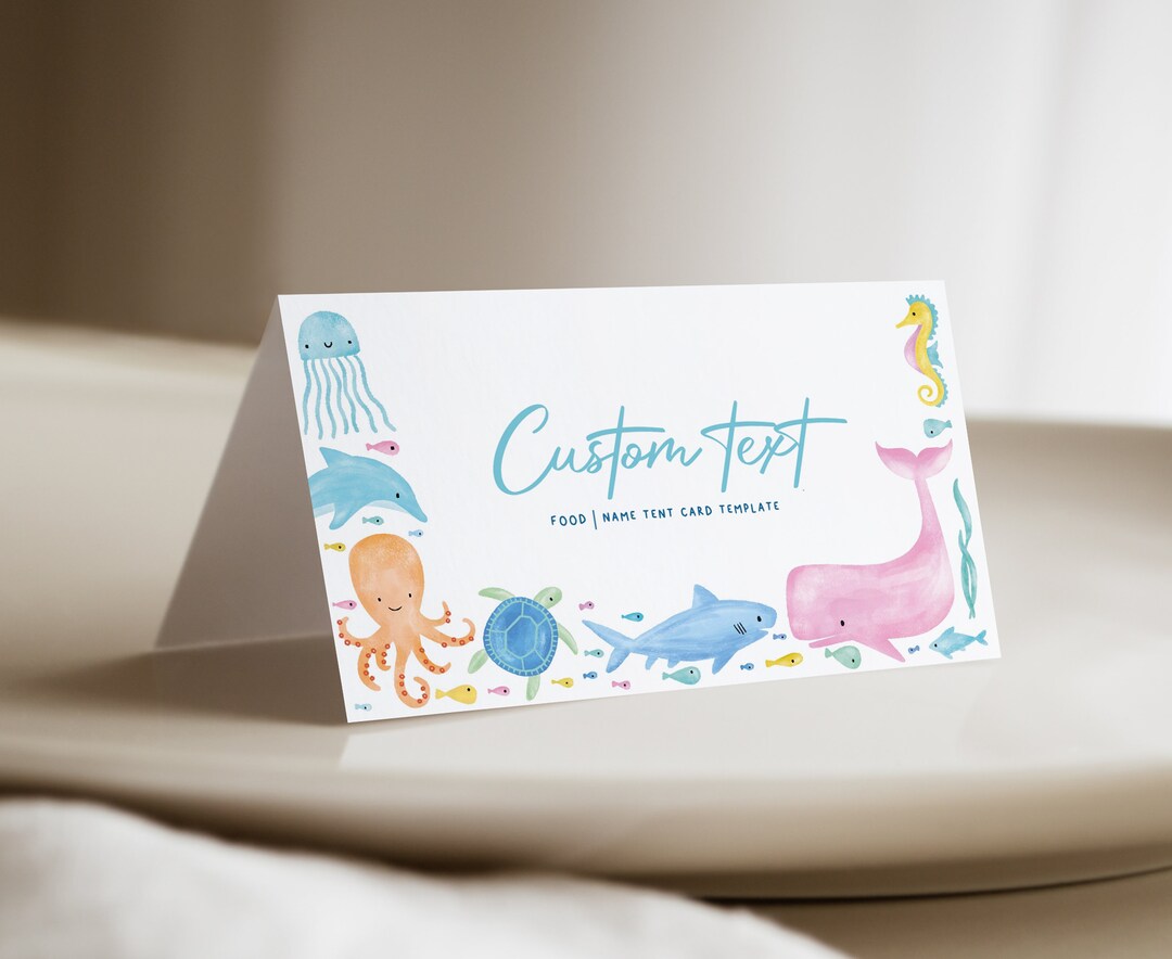Under the Sea Food Tent Card, Printable Under the Sea Place Card, Food ...