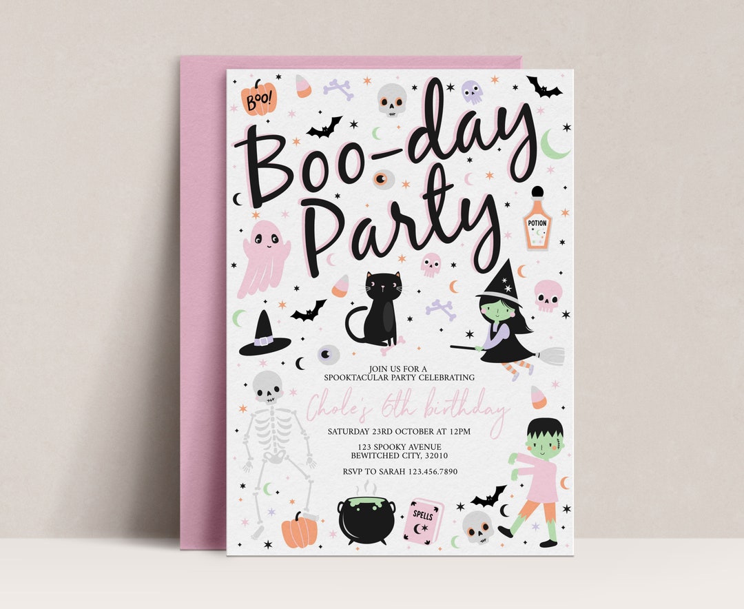 Kids BOO-DAY Halloween Party Invitation, Editable Halloween Invite ...