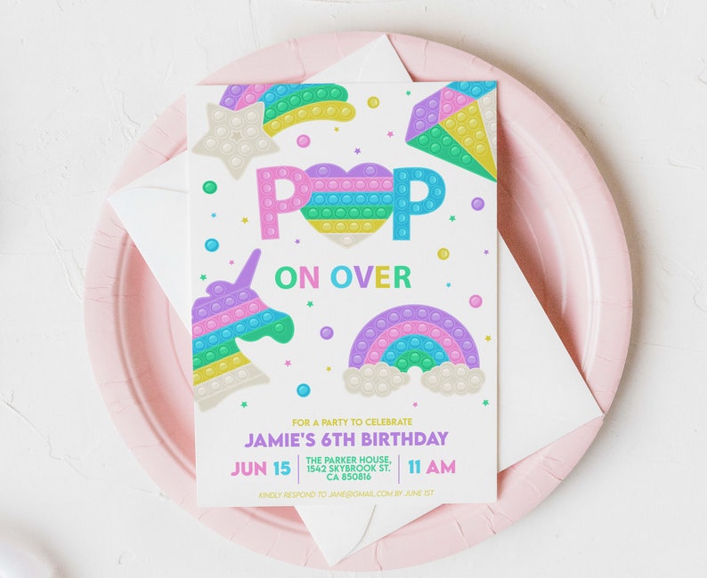 Pop It Birthday Party Invitation Editable Pop It Birthday - Etsy