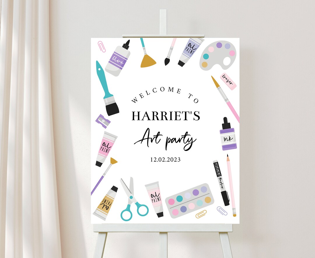 Editable Art Party Welcome Sign, Painting Birthday Decor (digital ...