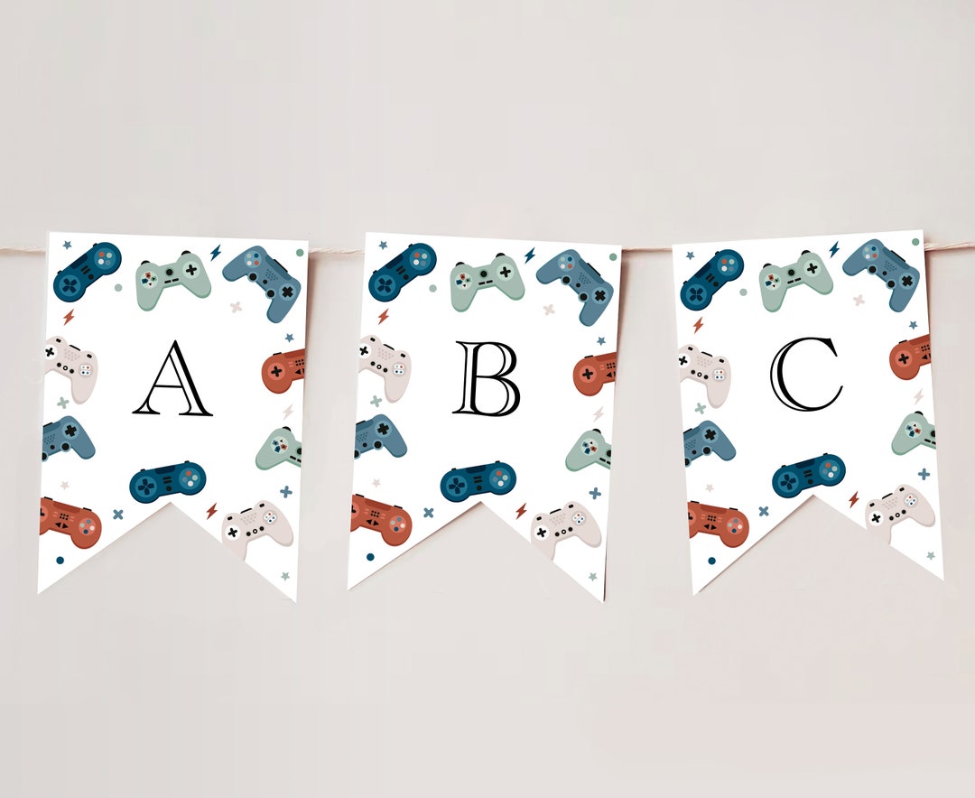 Editable Video Game Birthday Banner, Gamer Party Bunting (digital ...