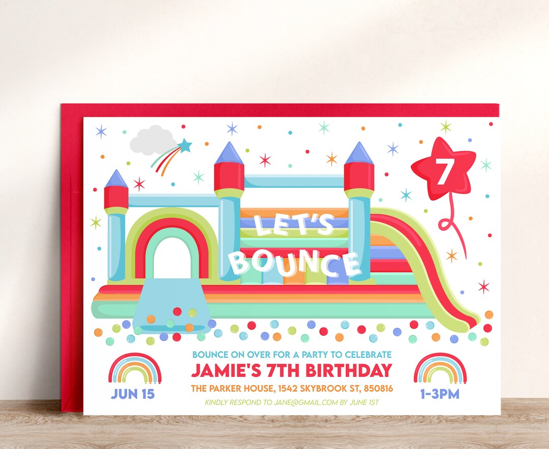 Bounce House Invitation Bouncy Castle Birthday Invitation - Etsy