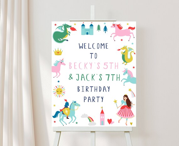 Princess & Knights Welcome Sign Custom Princess Knights | Etsy