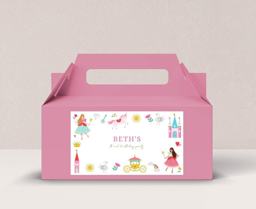 Editable Princess Birthday Gift Box Label, Printable (instant Download ...