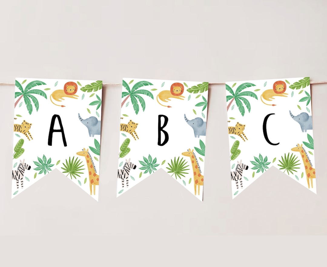 Jungle Banner, Jungle Birthday Bunting, Jungle Safari Bunting Banner ...