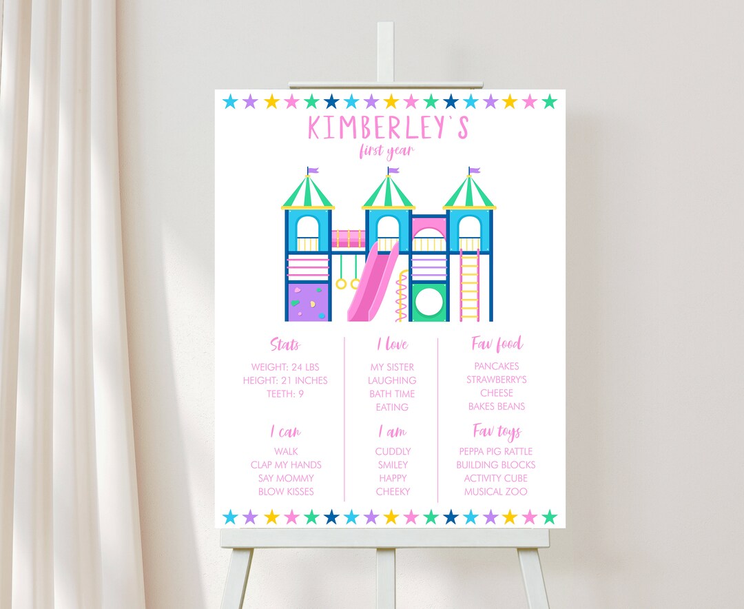 Playground Birthday Milestone Board Playground Birthday Stat Sign ...