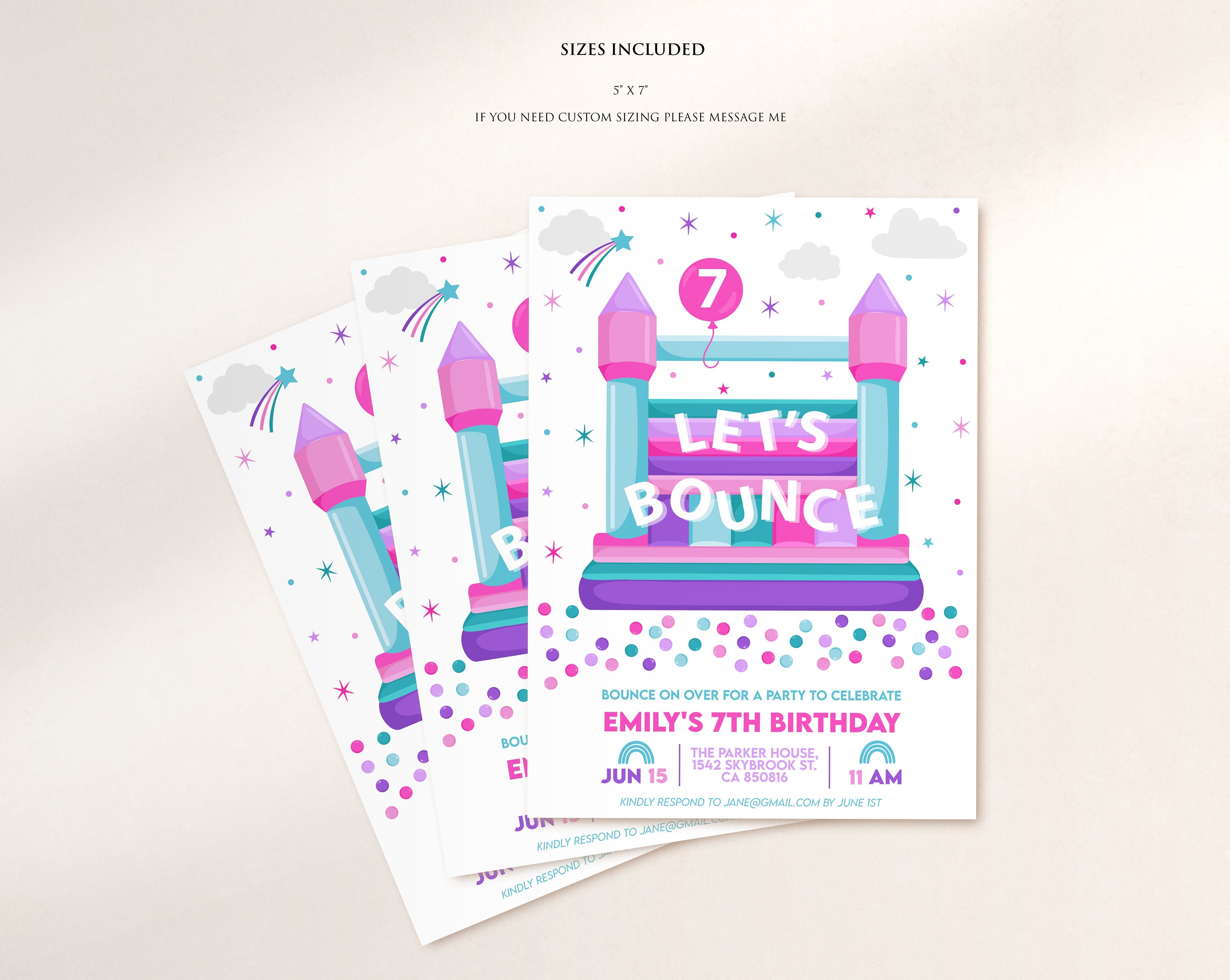 Bounce House Birthday Invitation Bouncy Castle Party - Etsy