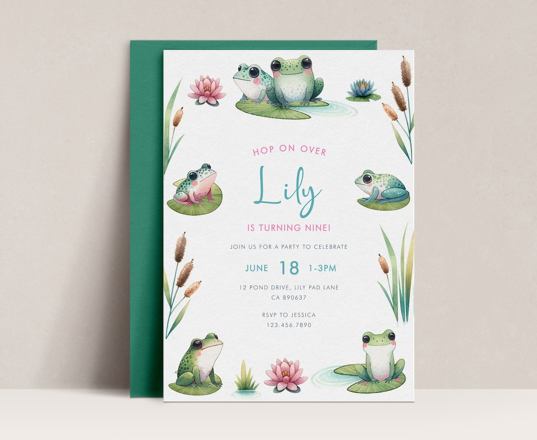 Frog Invitation Template, Frog Birthday Invite, Modern Frog Party ...