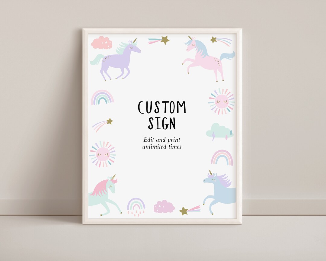 Magical Unicorn Birthday Sign Unicorn Party Favor Sign Unicorn - Etsy